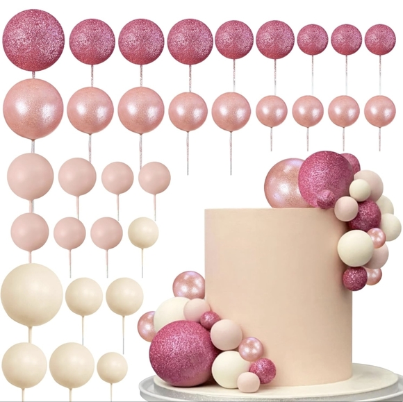 Party Supplies | Diy Cake Decorations 32 Foam Ball Cake Picks Faux ...